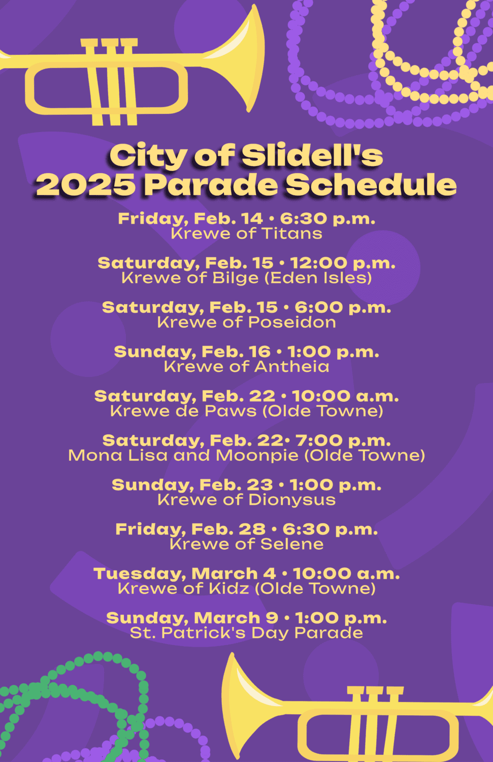 Slidell's 2025 Parade Schedule - The City of Slidell, Louisiana